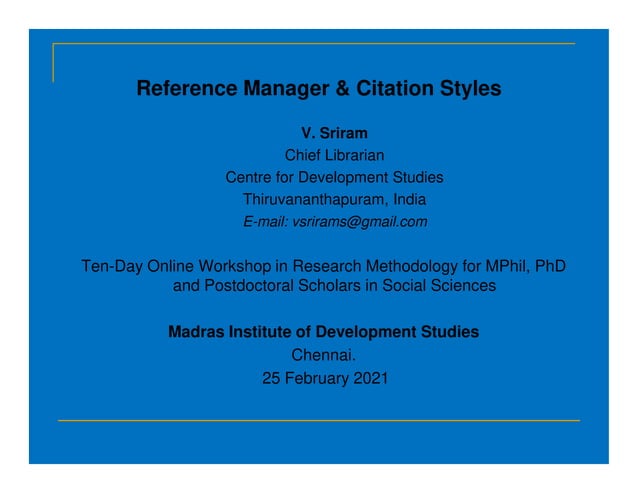 Reference Manager and Citation Styles | PDF