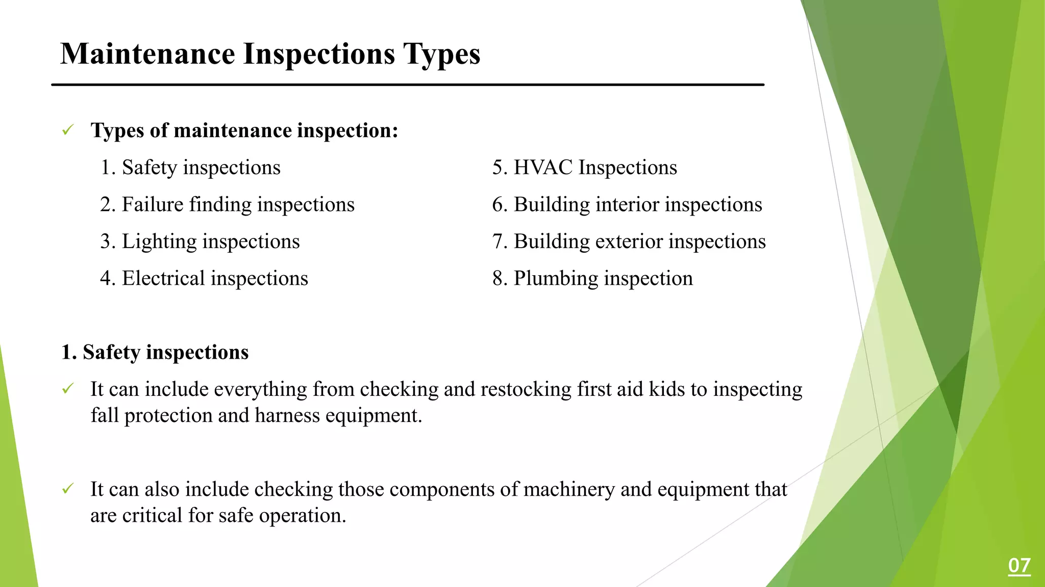 Types of Maintenance Inspections and its importance for the ...