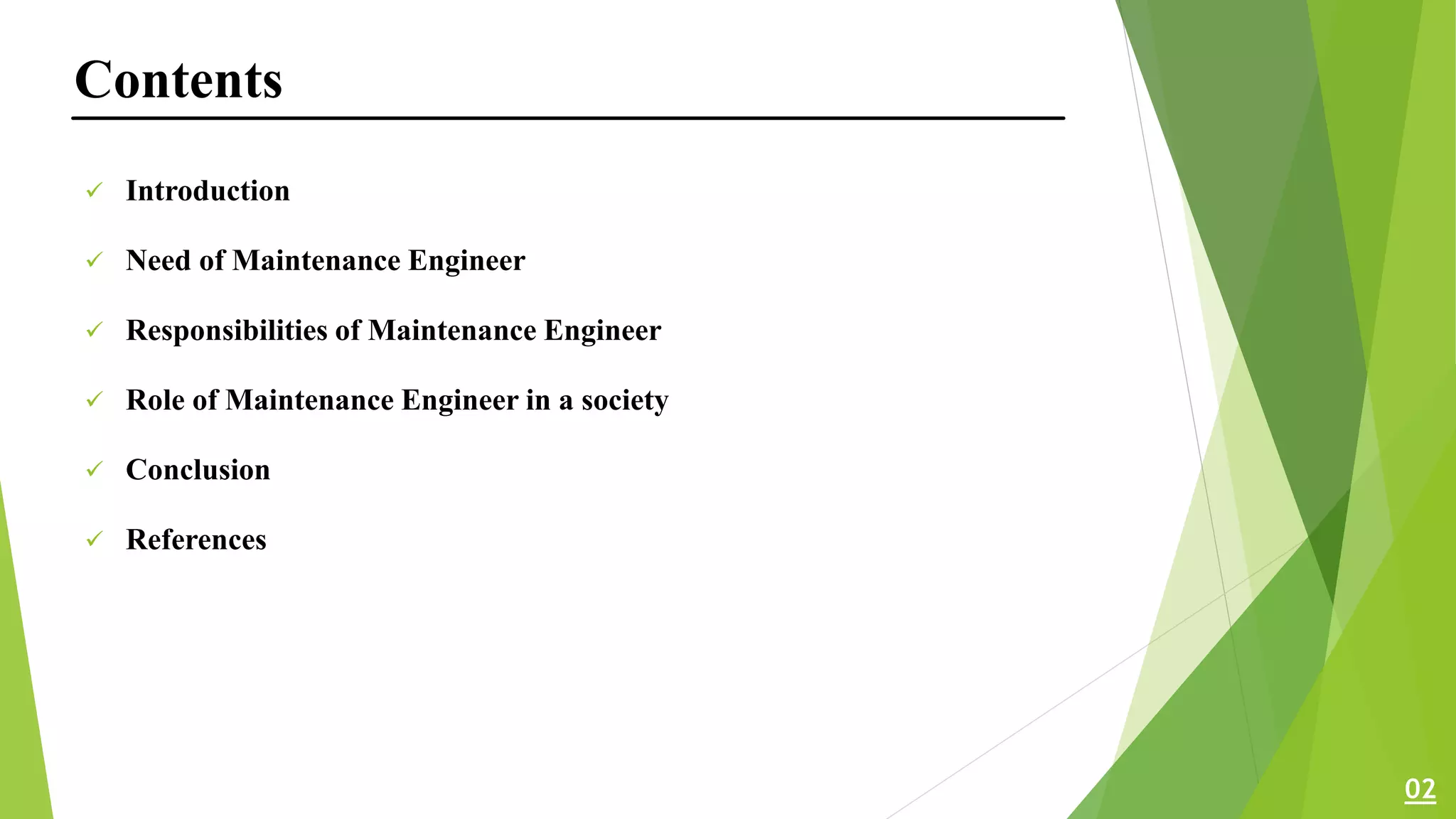 Job Responsibilities of A Maintenance Engineer | PPTX