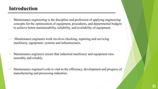 Job Responsibilities of A Maintenance Engineer | PPTX