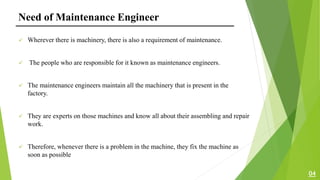 Job Responsibilities of A Maintenance Engineer | PPTX