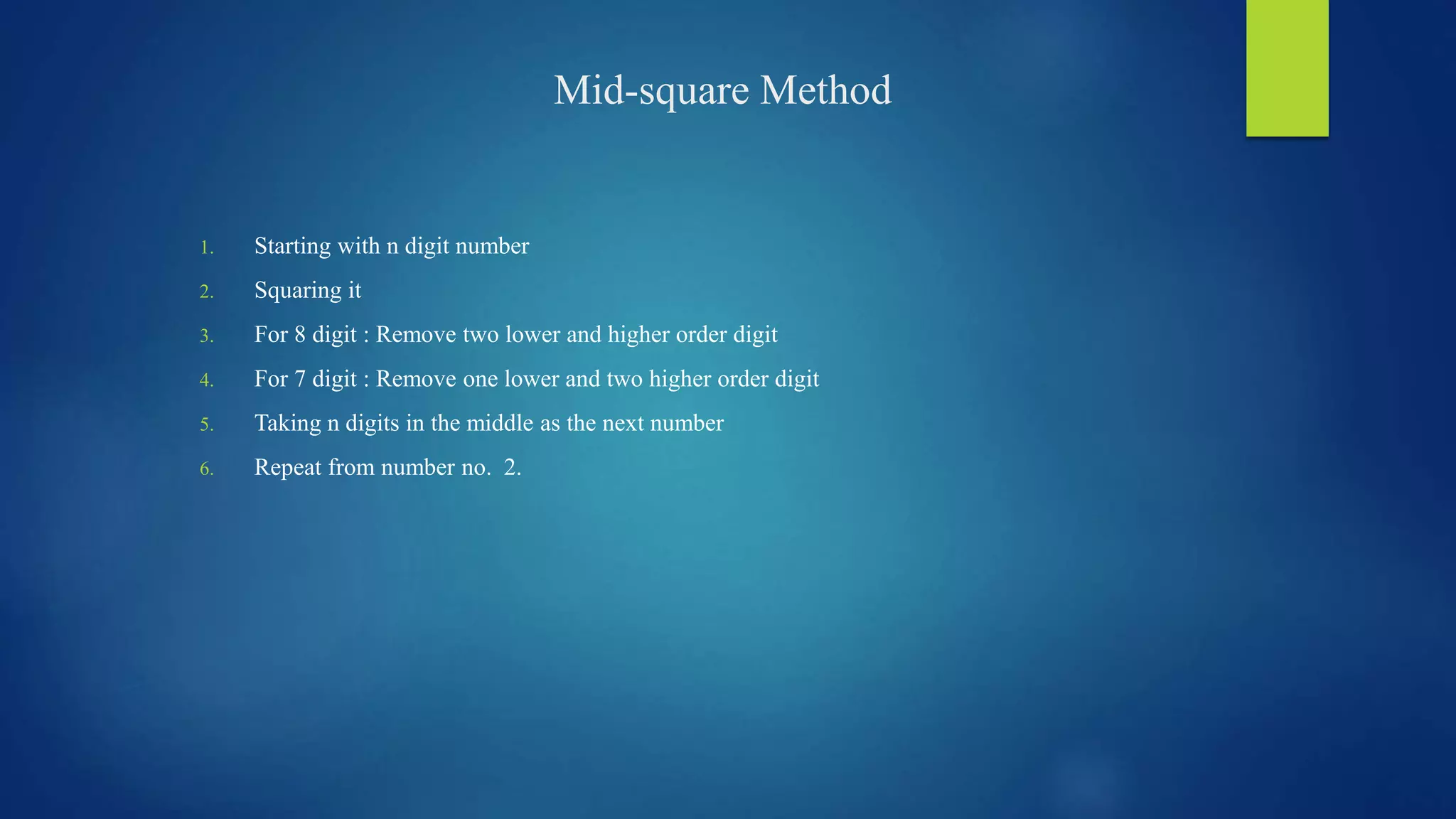 Midsquare method- simulation system | PPTX
