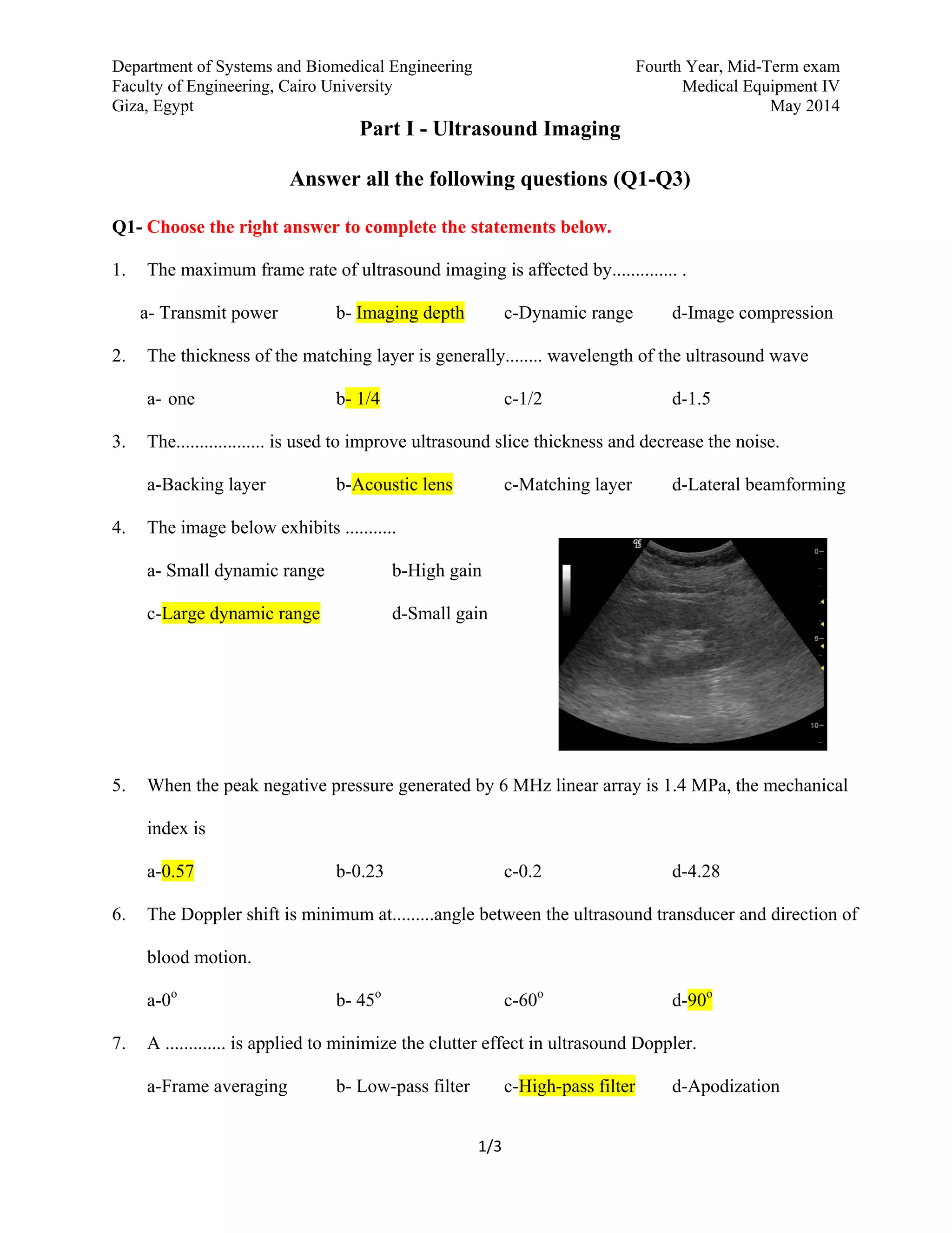 Mid term solu-ultrasoundimaging | PDF
