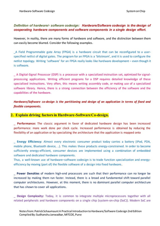Hardware-Software Codesign | DOCX | Operating Systems | Computer Software and Applications
