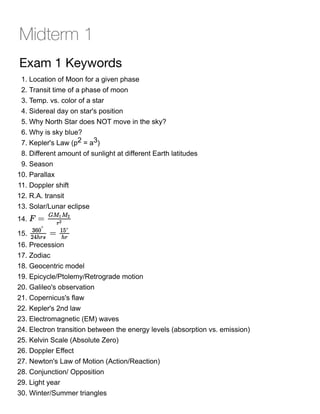 Midterm 1- Astronomy 110 A Beginners Guide | PDF
