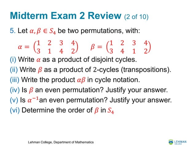 MAT-314 Midterm Exam 2 Review | PPTX