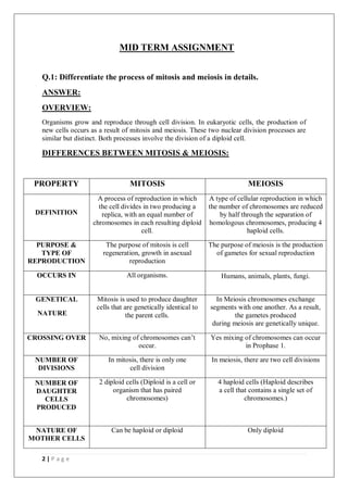 Mid Term Assignment.pdf | Biological Sciences | Science