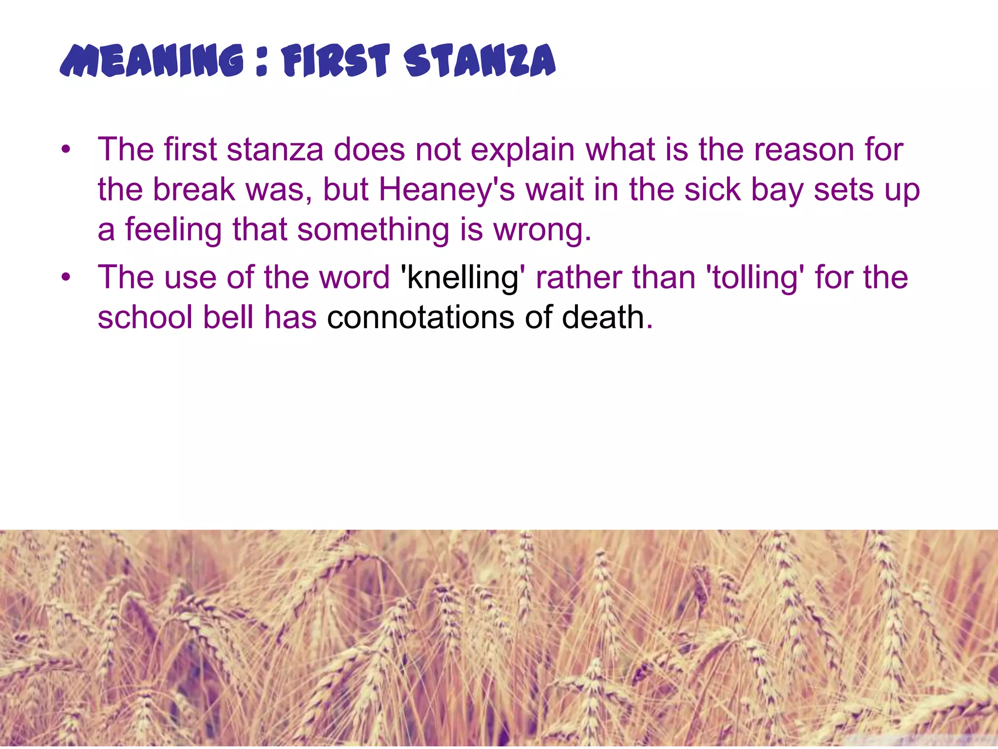 Mid term break by Seamus Heany | PPTX