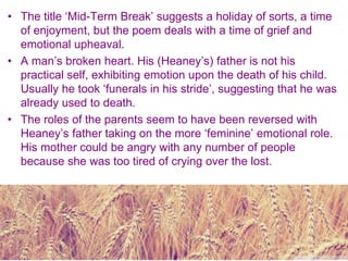 Mid term break by Seamus Heany | PPTX