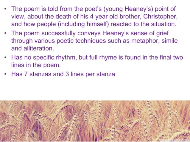 Mid term break by Seamus Heany | PPTX | Bereavement | Family and ...
