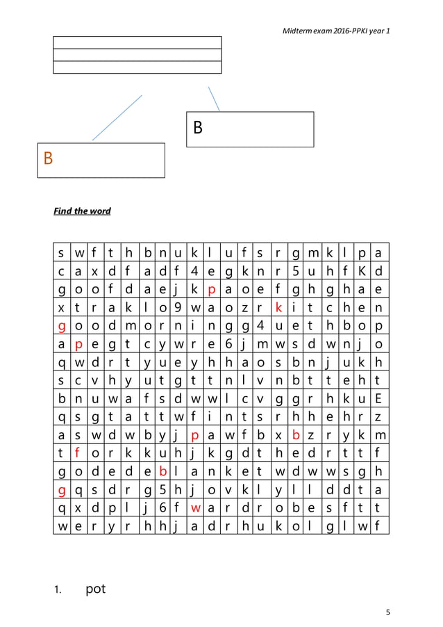 Midterm exam bi year 1 | DOCX