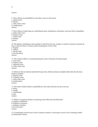 Midterm Final exam. For criminal justice two | DOCX