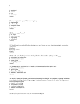 Midterm Final exam. For criminal justice two | DOCX