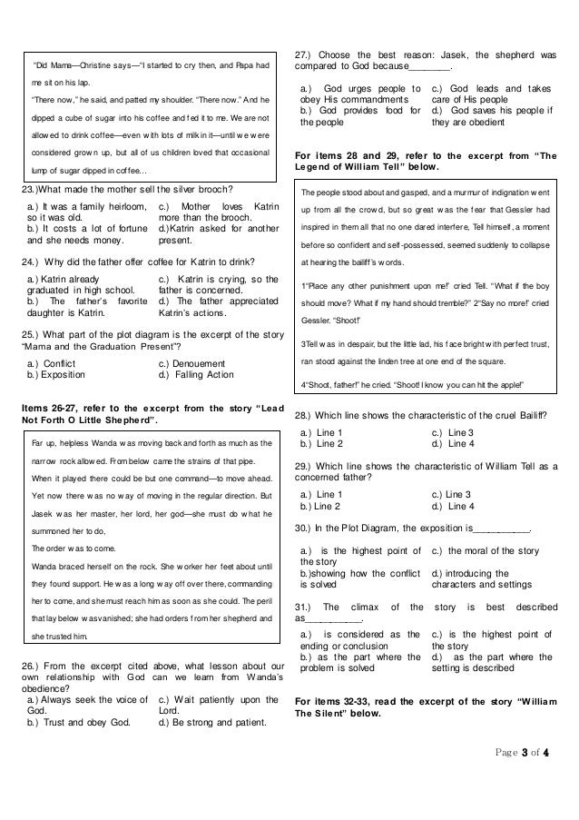 Midterm exam (grade 7 literature (edited)