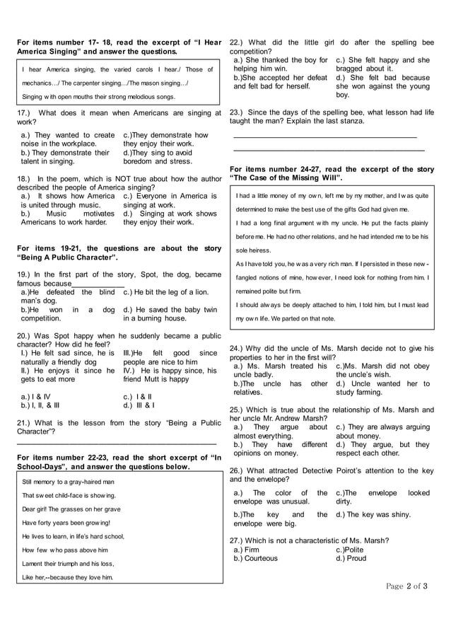 Midterm exam (grade 8 esl (edited) | PDF