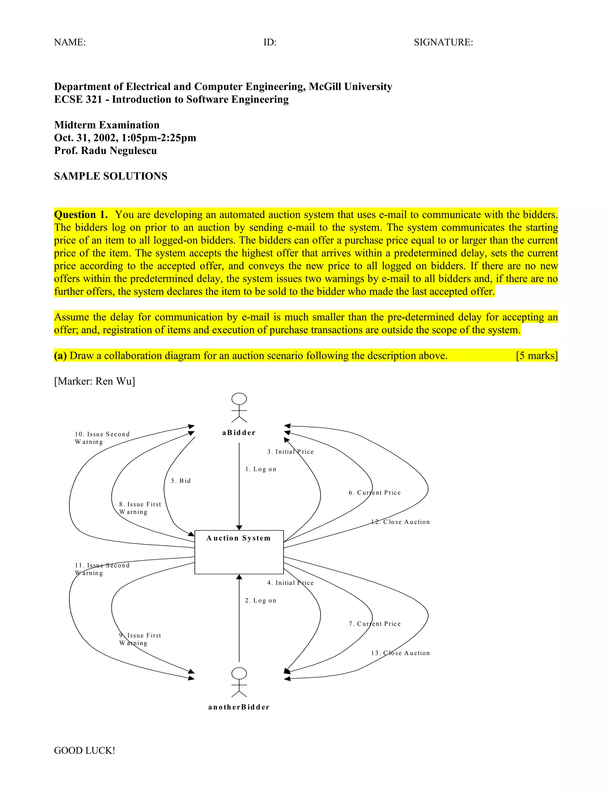 Midterm Exam Solutions Fall02 | PDF
