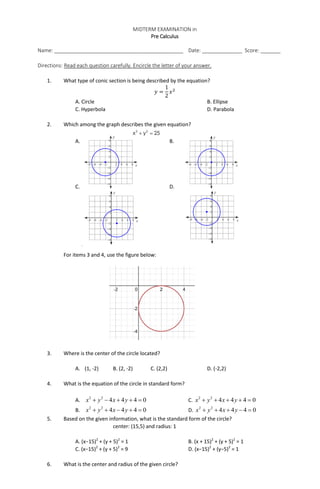 Midterm pre calculus | PDF