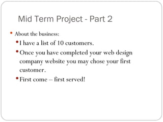 Mid term project - Part 2 | PPT