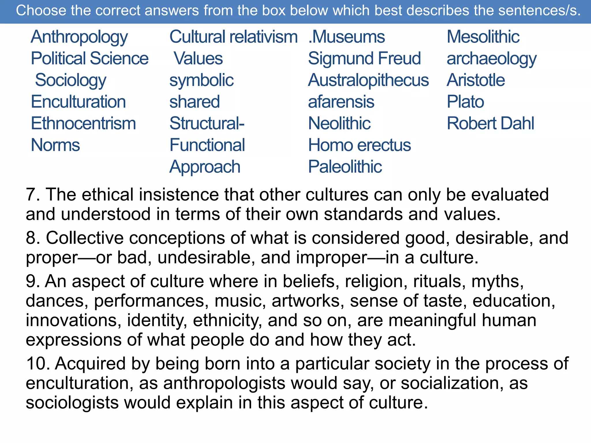 Midterm quiz in understanding culture, society, | PPT