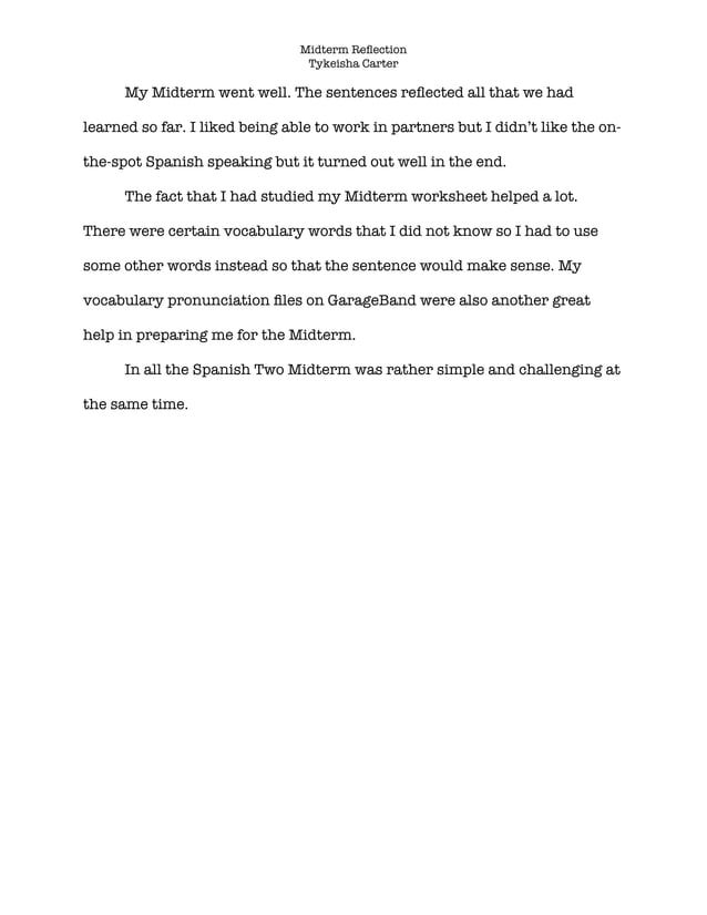 Midterm Reflection | PDF