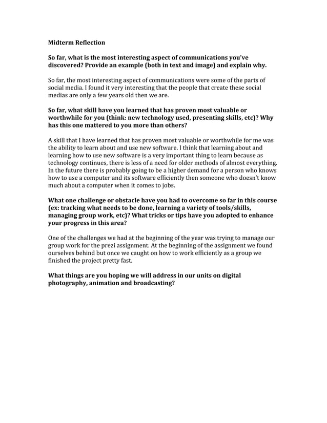 Midterm reflection | PDF