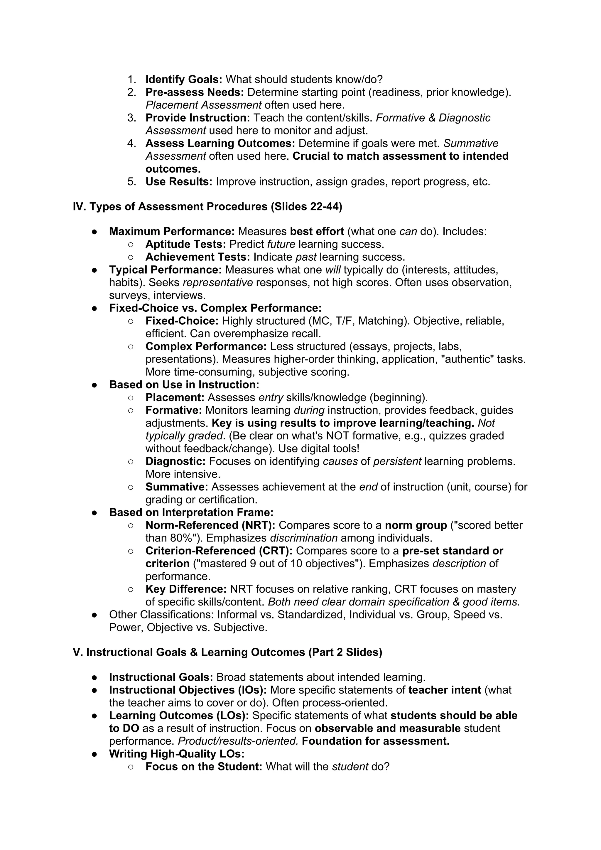 Assessment and Evaluation Final Exam Cheat Sheet.docx