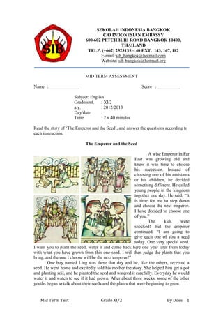 Mid term test grade 11 2 | PDF