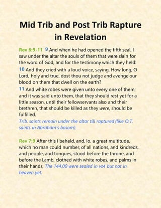 Mid Trib and Post Trib Rapture in Revelation | DOCX | Christianity ...