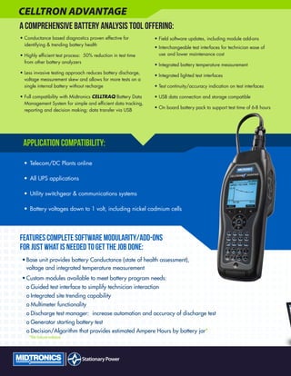 Midtronics Celltron Advantage - Modular Battery Analysis System | PDF