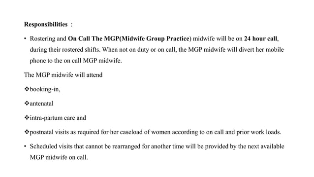 MIDWIFE LED CARE COMPENCIES ,MODEL,ROLE OF MIDWIFE | PPTX | Pregnancy ...