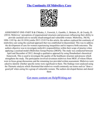 Midwifery Essay | PDF