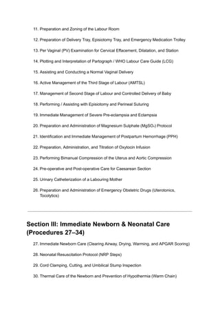 Important Midwifery and OBG - Procedures | PDF