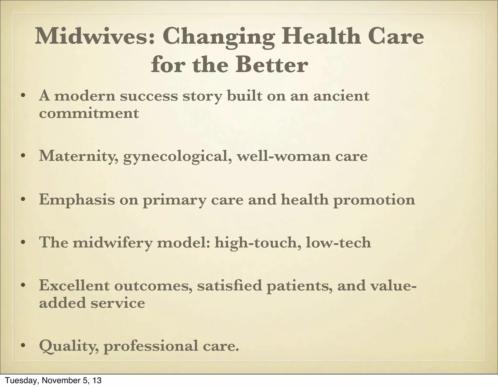 Midwifery Presentation by Triangle Midwives | PDF