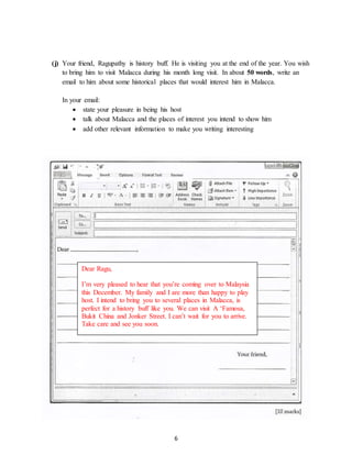 PT3 English Mid Year Exam Form 3 2016 (A) | DOCX