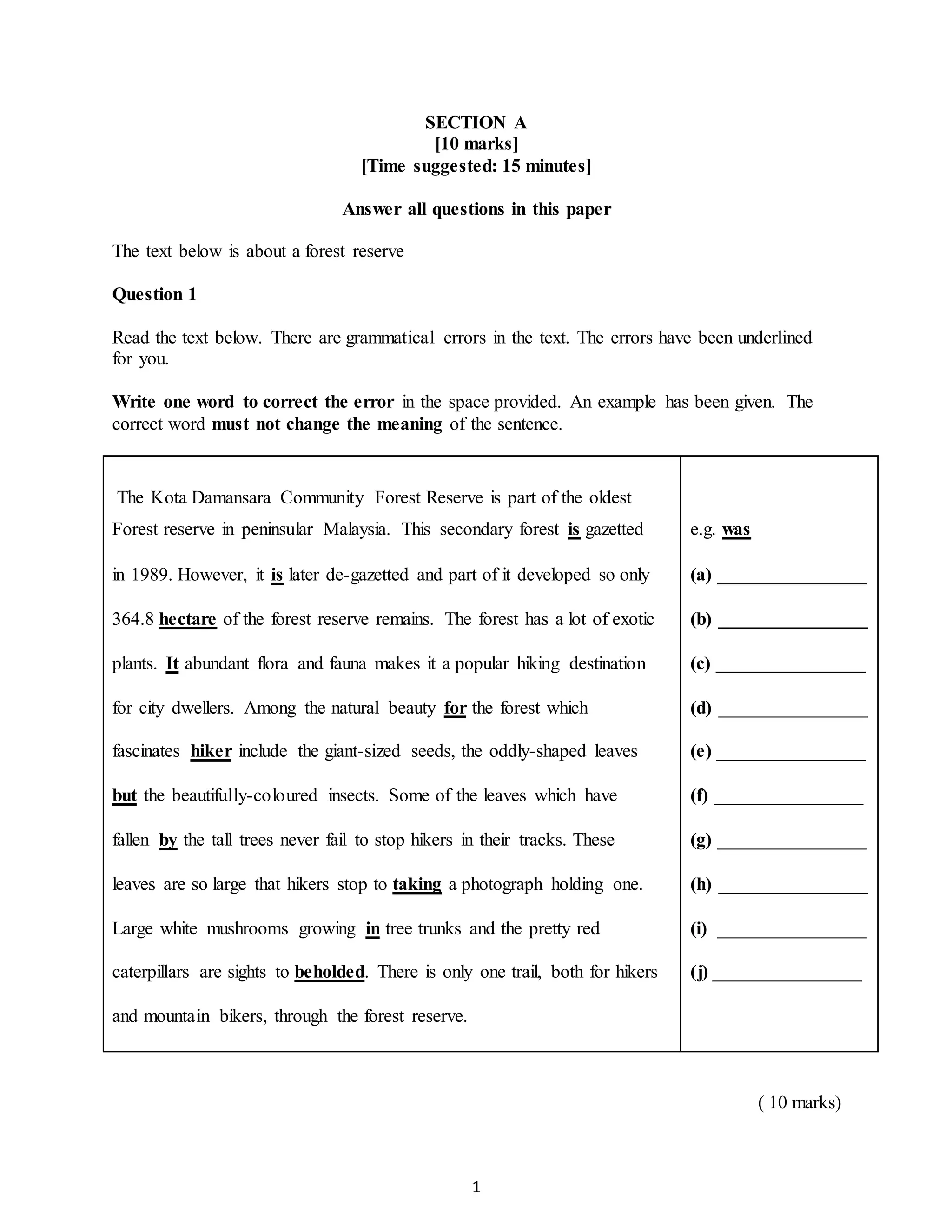 PT3 English Mid Year Exam Form 3 2016 (Q) | DOCX