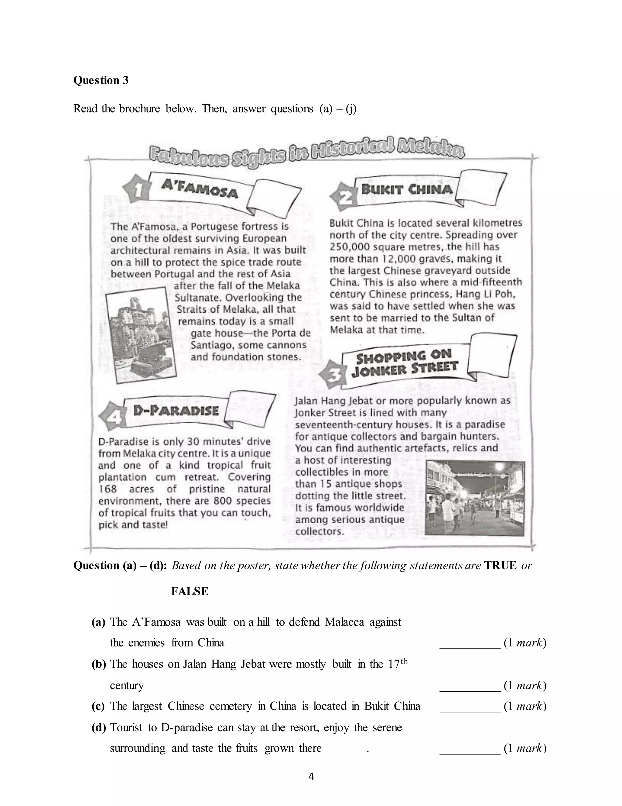 PT3 English Mid Year Exam Form 3 2016 (Q) | PDF