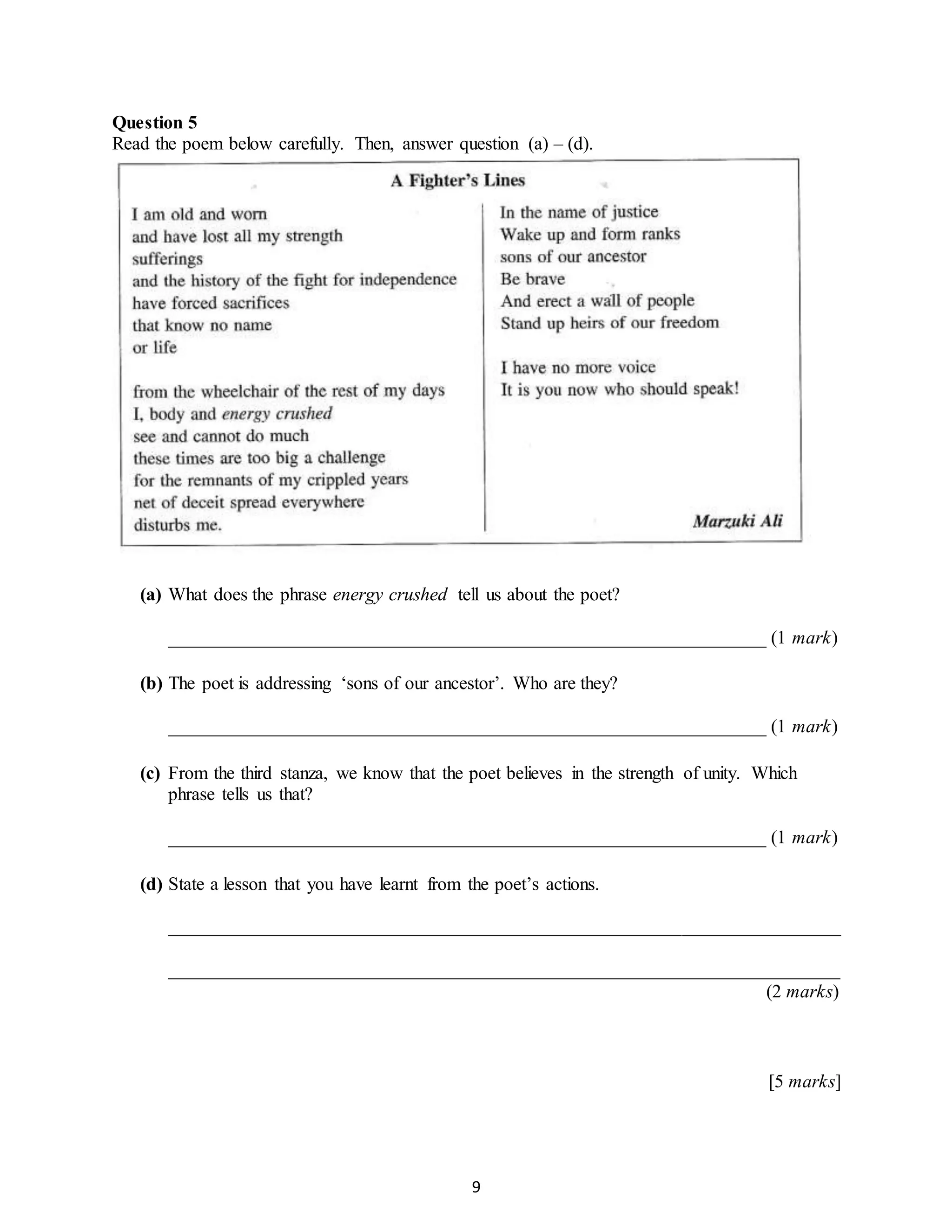 PT3 English Mid Year Exam Form 3 2016 (Q) | DOCX
