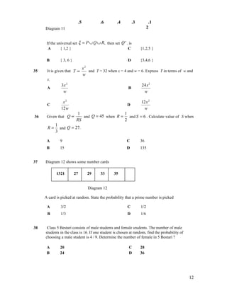Mathematics Mid Year Form 5 Paper 1 2010 | DOC