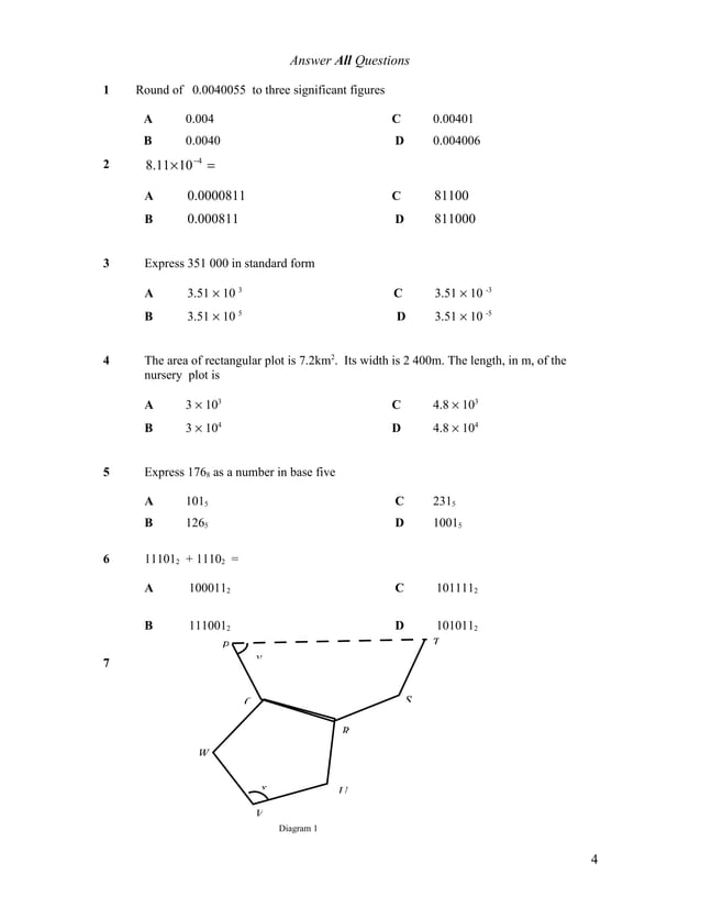 Mathematics Mid Year Form 5 Paper 1 2010 | DOC
