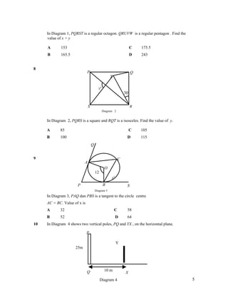 Mathematics Mid Year Form 5 Paper 1 2010 | DOC