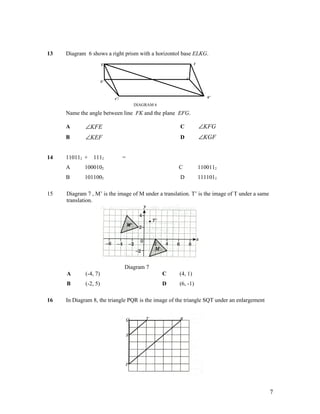 Mathematics Mid Year Form 5 Paper 1 2010 | DOC