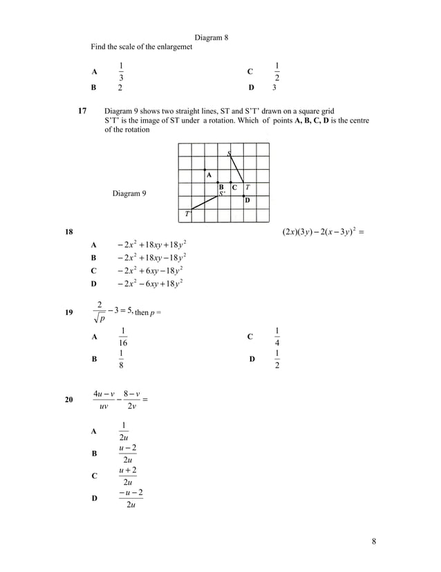 Mathematics Mid Year Form 5 Paper 1 2010 | DOC
