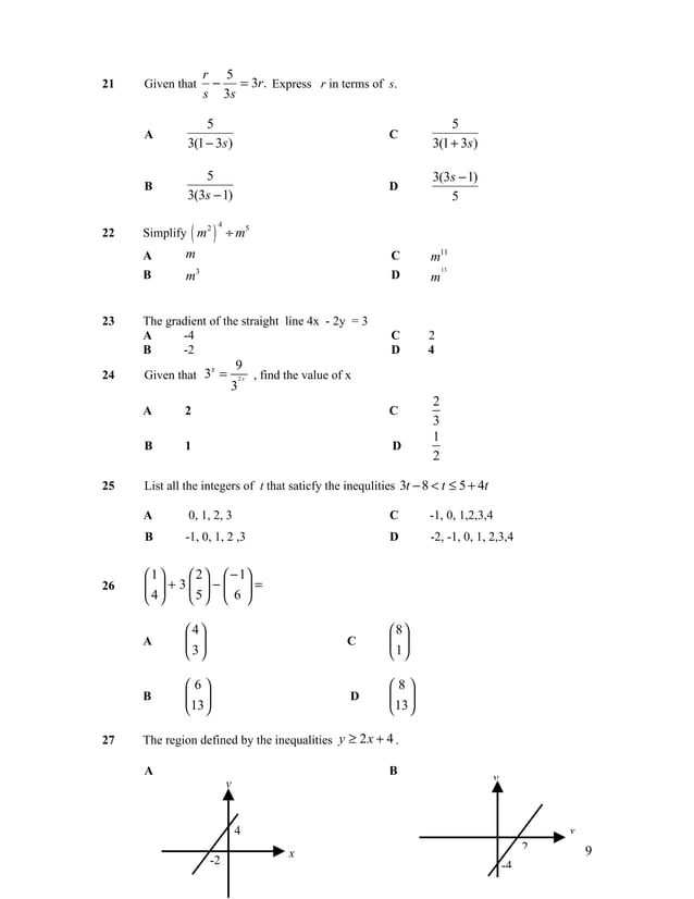 Mathematics Mid Year Form 5 Paper 1 2010 | DOC