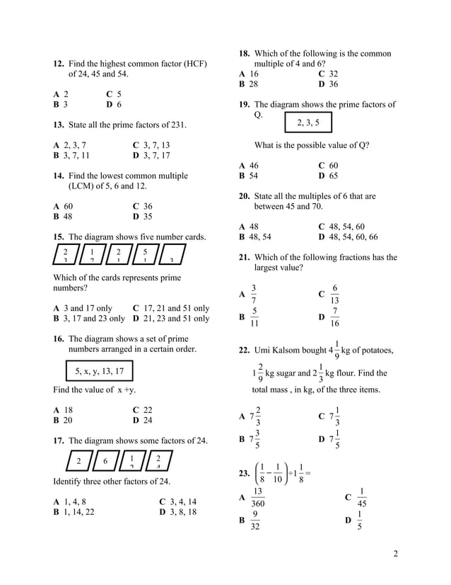 Mid Year Form 1 Paper 1 2010 Mathematics | DOC