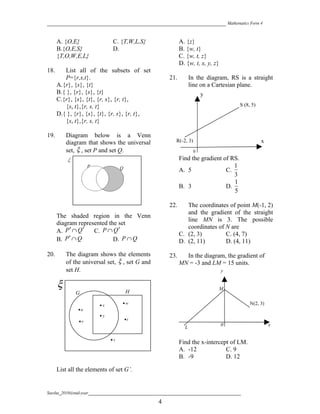 Mathematics Mid Year Form 4 Paper 1 Mathematics | DOC