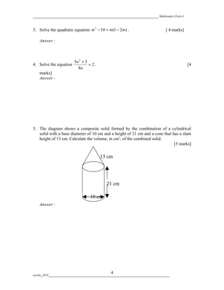 Mathematics Mid Year Form 4 Paper 2 2010 | DOC