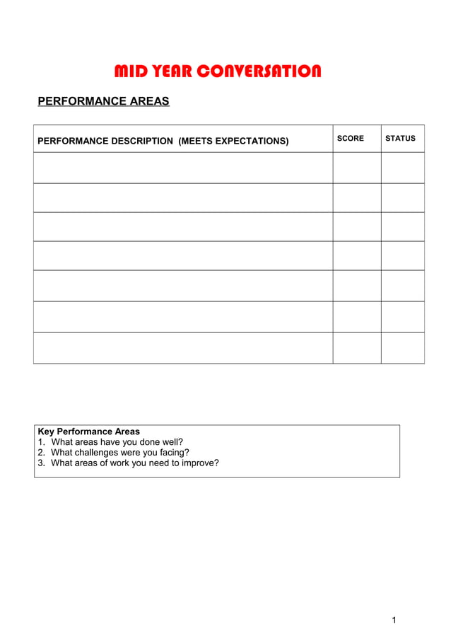 Conversation Guideline for Mid year performance review | DOC
