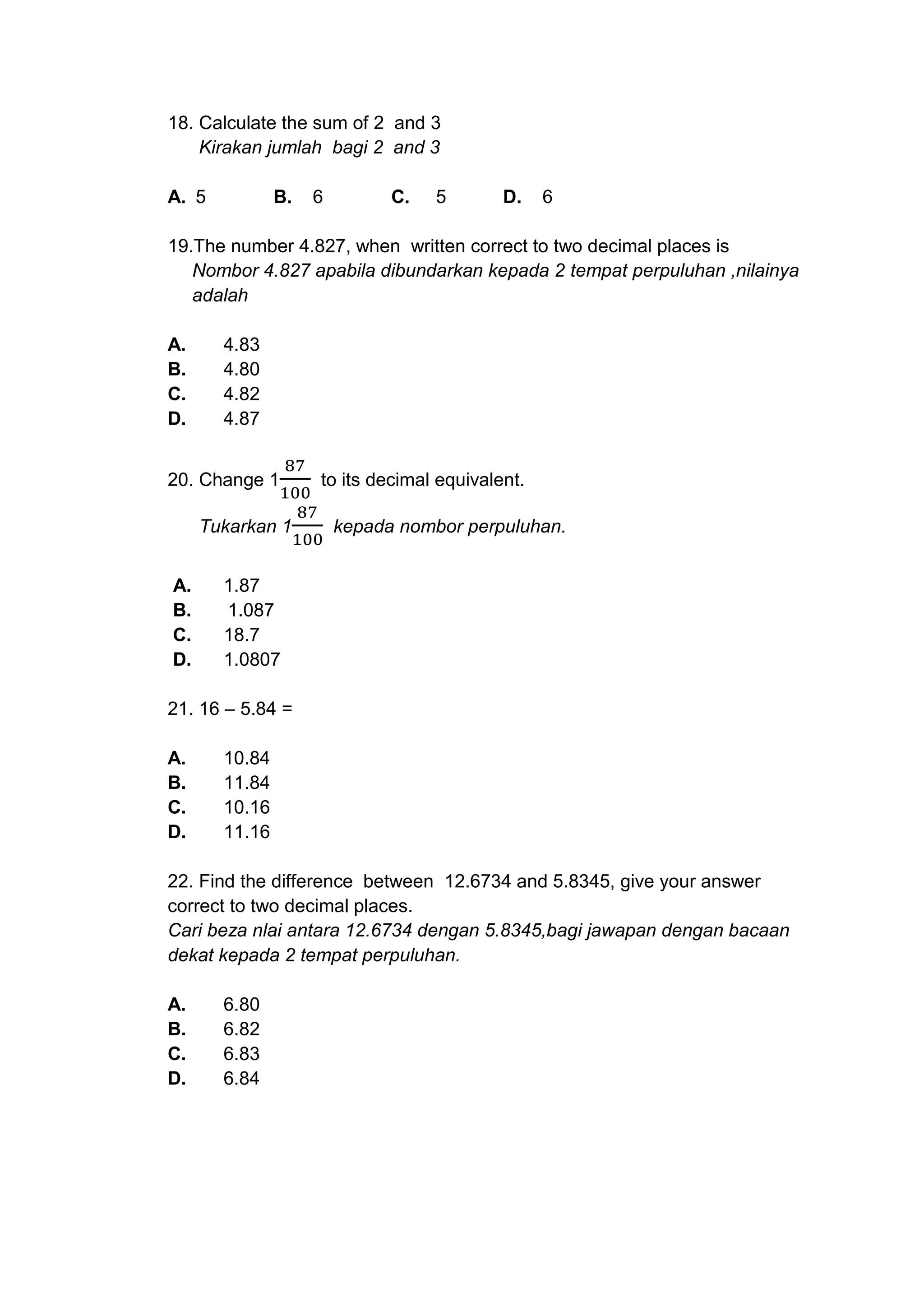 Mid year test maths form 1 | DOCX | Standardized Testing | Educational ...