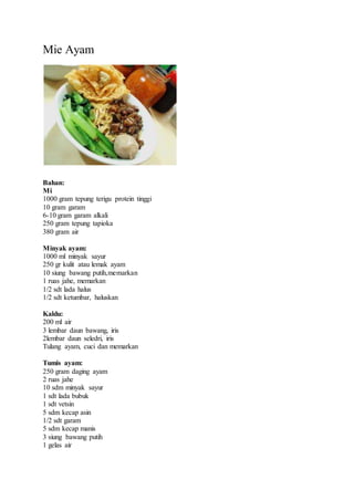 Mie ayam | DOCX
