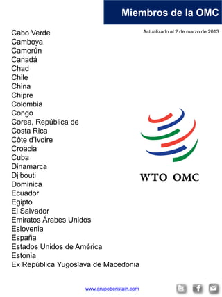 Miembros de la OMC | 2013 | PDF